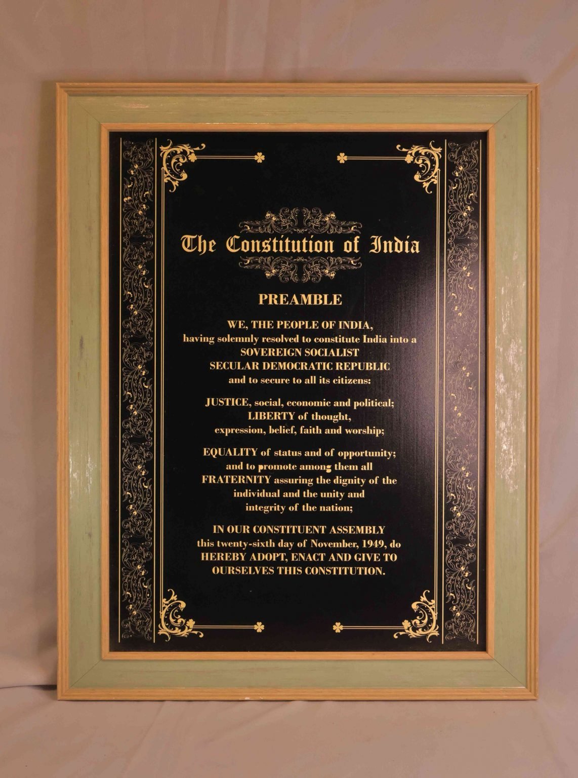 Preamble to the Constitution of India frame - Wooden engraved - Naveen ...